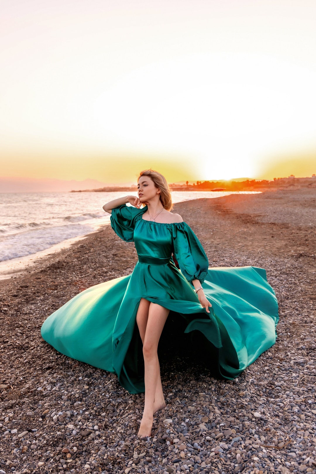 Emily Dress in Emerald Green Color // Fast Free Shipping, Custom Train ...