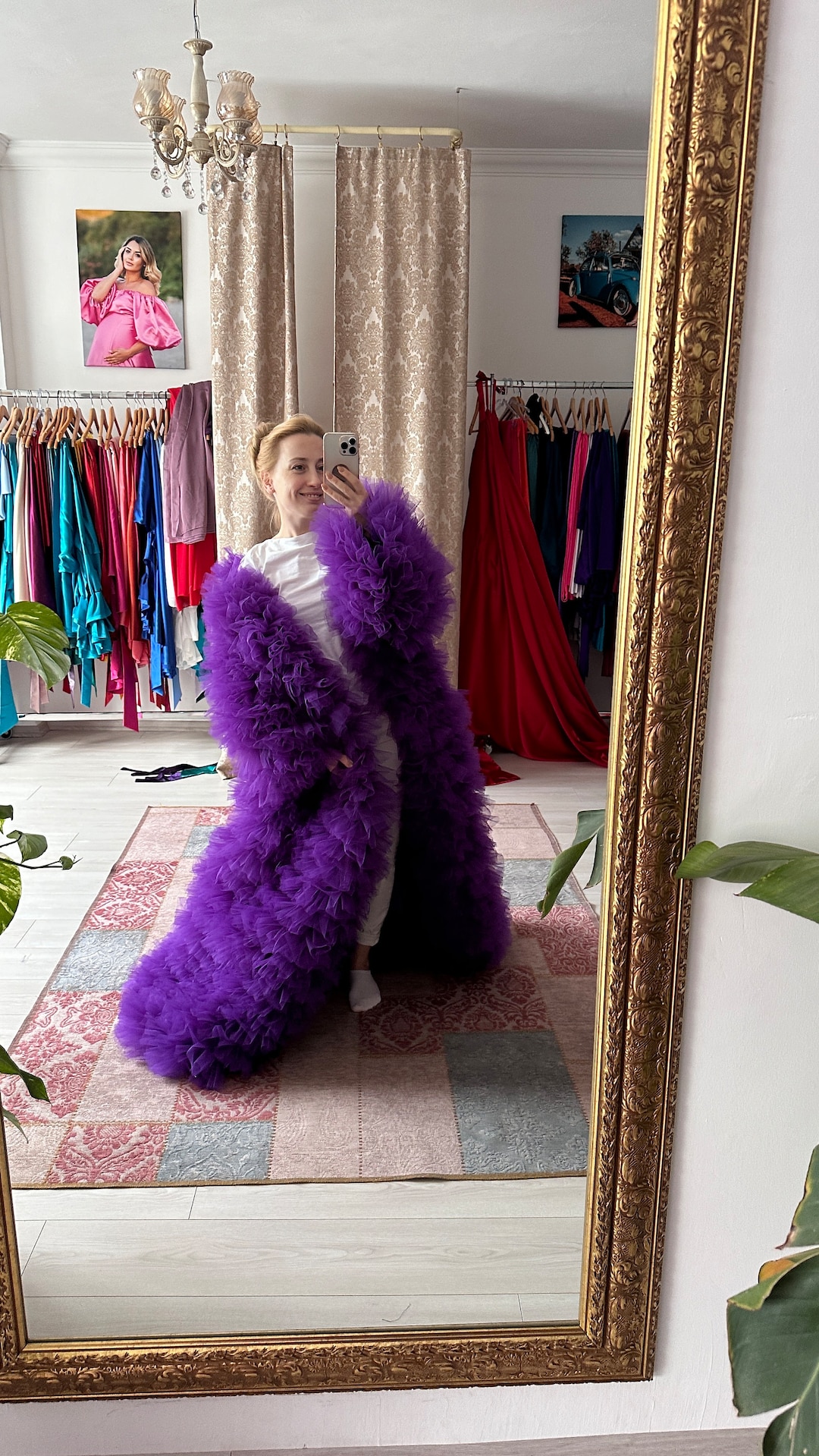 Andrea Tulle Ruffle Coat in Royal Purple Color Multiple Size Ruffle ...