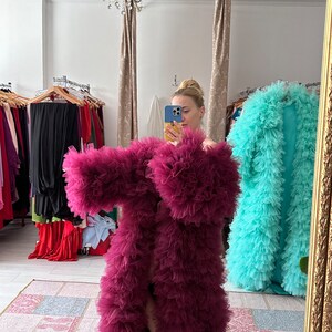 Andrea Coat // Custom Color, One Size Tulle Cape, Ruffles Tulle Coat ...