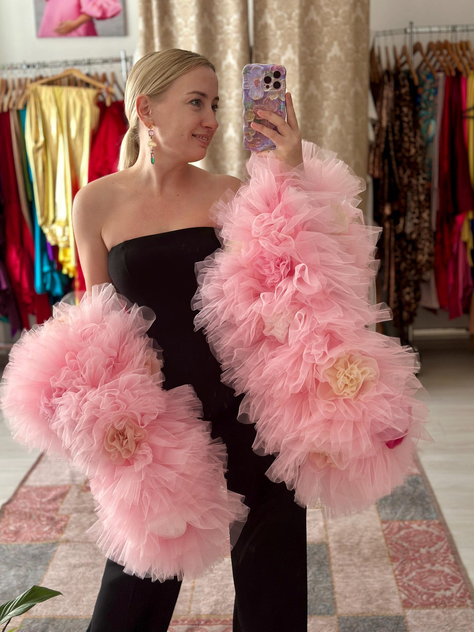 Oversized Pink Tulle Arm Pieces Boa: Cloud Couture Wings With 3D ...