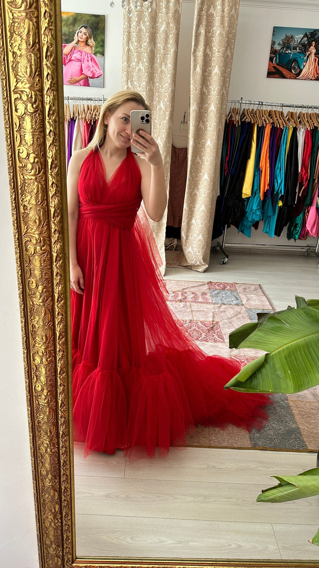 Gloria Dress in Bright Red Color With Short Tail // Custom Colors ...