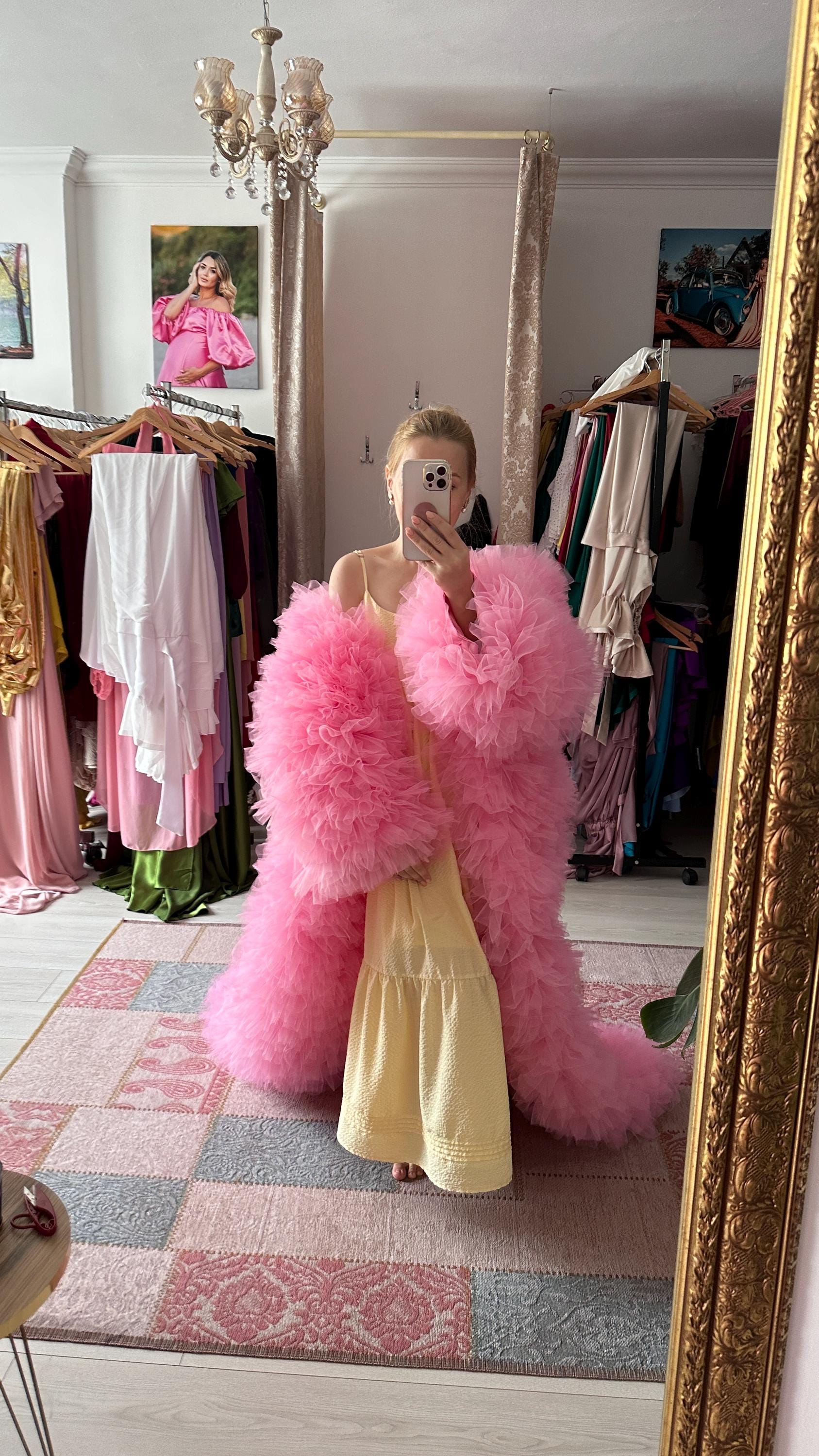 Andrea Pink Tulle Ruffle Coat: Festival Art Party Cape - Etsy