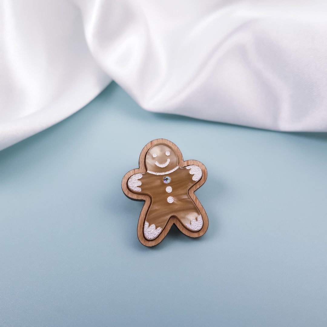 Cute Christmas Gingerbread Man Badge From Red Acrylic Glass With ...