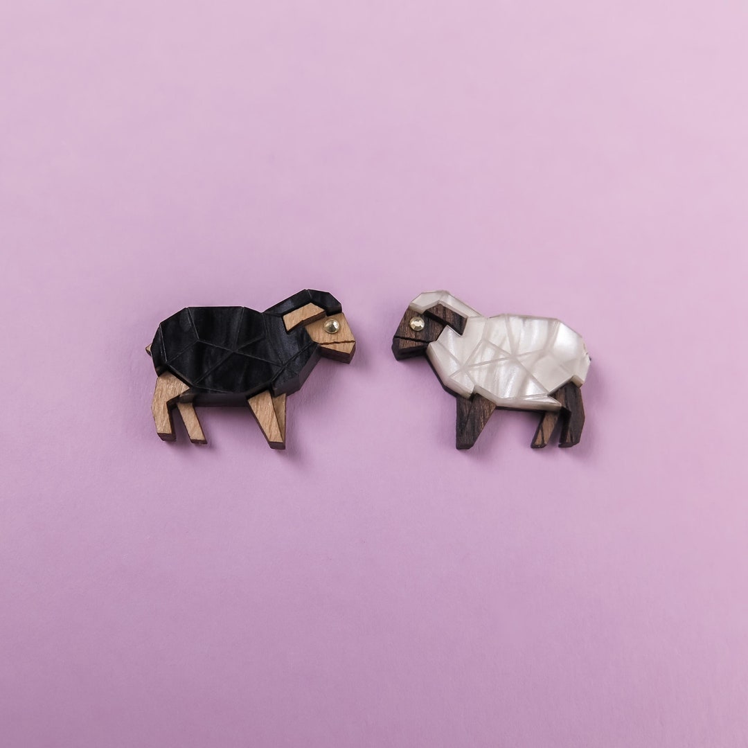 Cute Polygon Sheep Stud Earrings With Rhinestone Eyes - Etsy