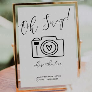 Oh Snap Sign Wedding Disposable Camera Sign Photo, Editable Photo Guest ...