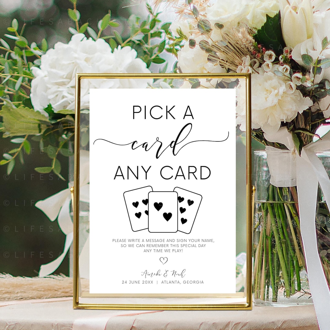 Playing Card Guestbook Wedding Sign, Modern Minimalist Pick A Card Any ...