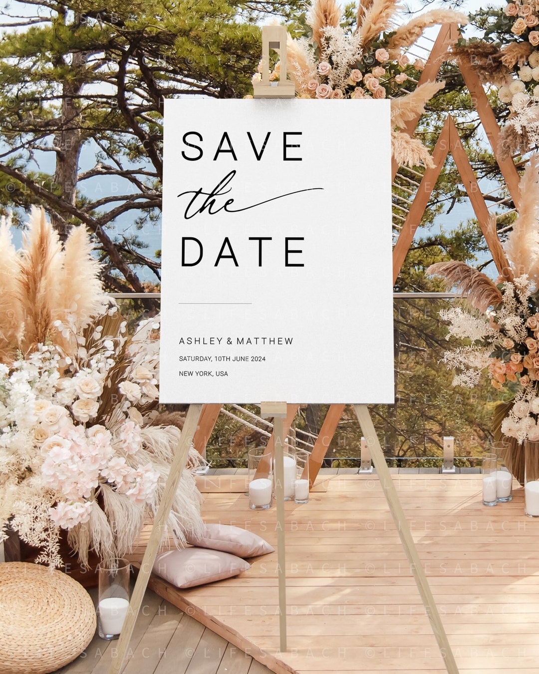 Wedding Save the Date Printable Sign Template, Wedding Announcement ...
