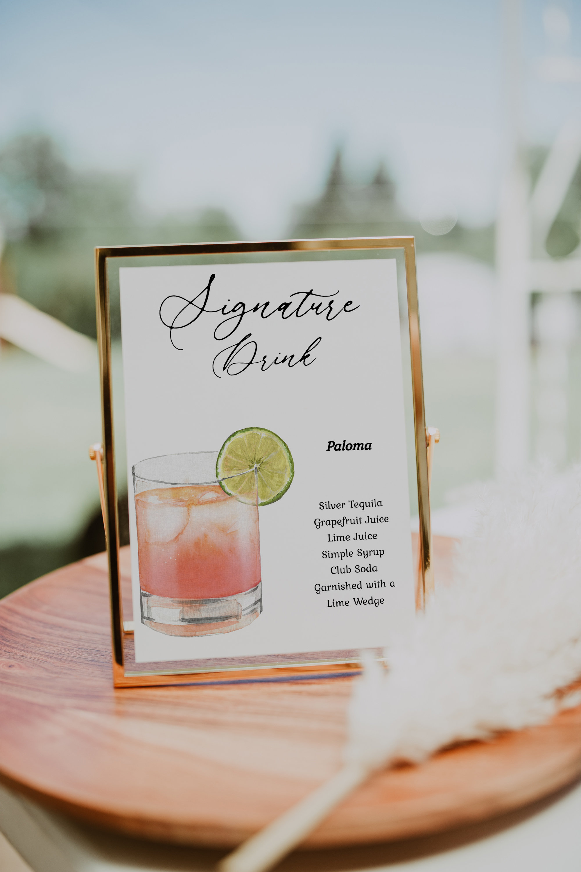 Modern Paloma Signature Drink Cocktail Sign. Wedding Editable Printable ...