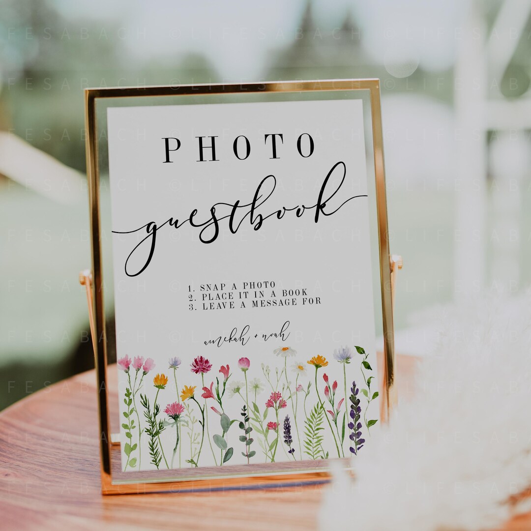 Photo Guest Book Sign Download, Modern Wildflower Wedding Photo Booth ...