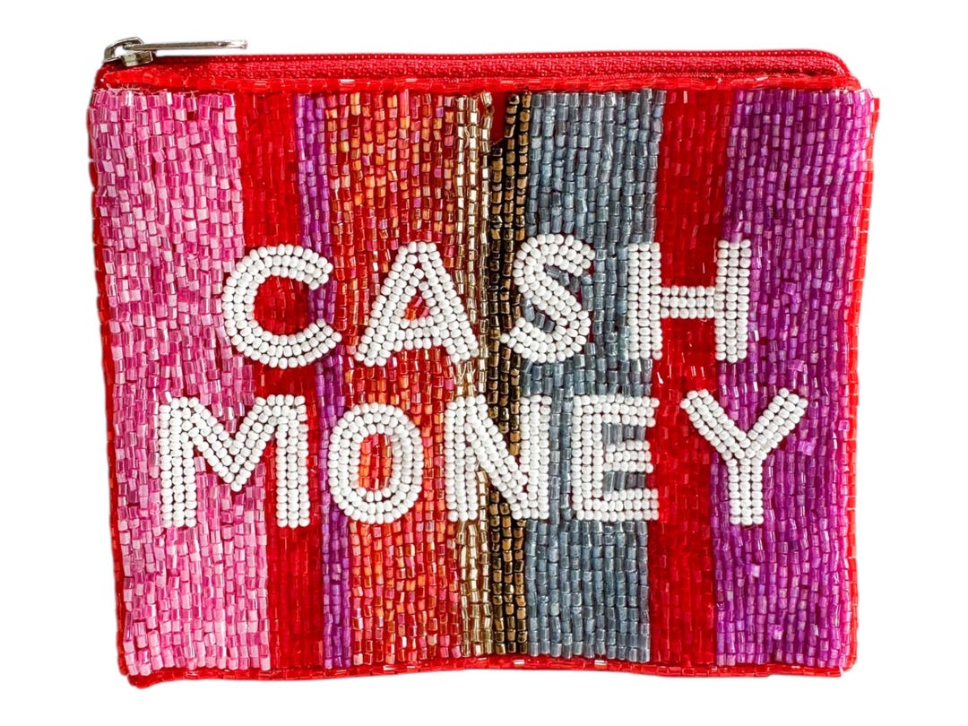 Beaded Cash Money Coin Purse, Seed Bead Zipper Pouch, Fun Friend Gift ...