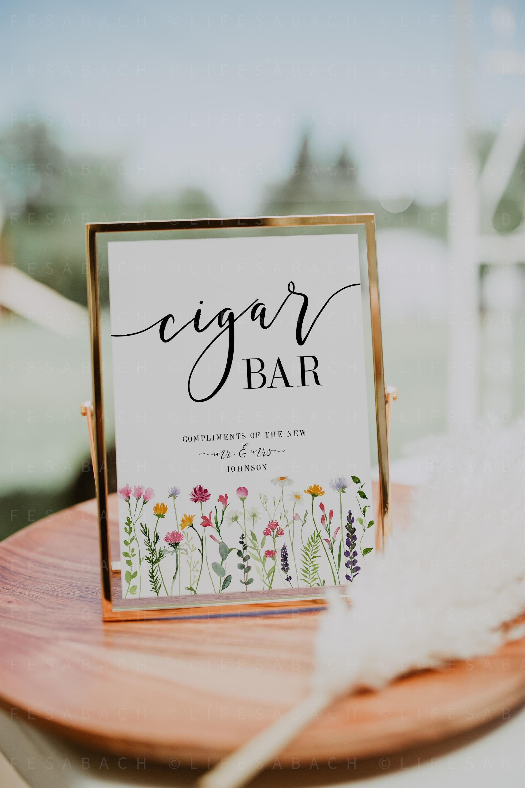 Wildflower Wedding Cigar Sign Template. Floral Wedding Stogie Reception ...