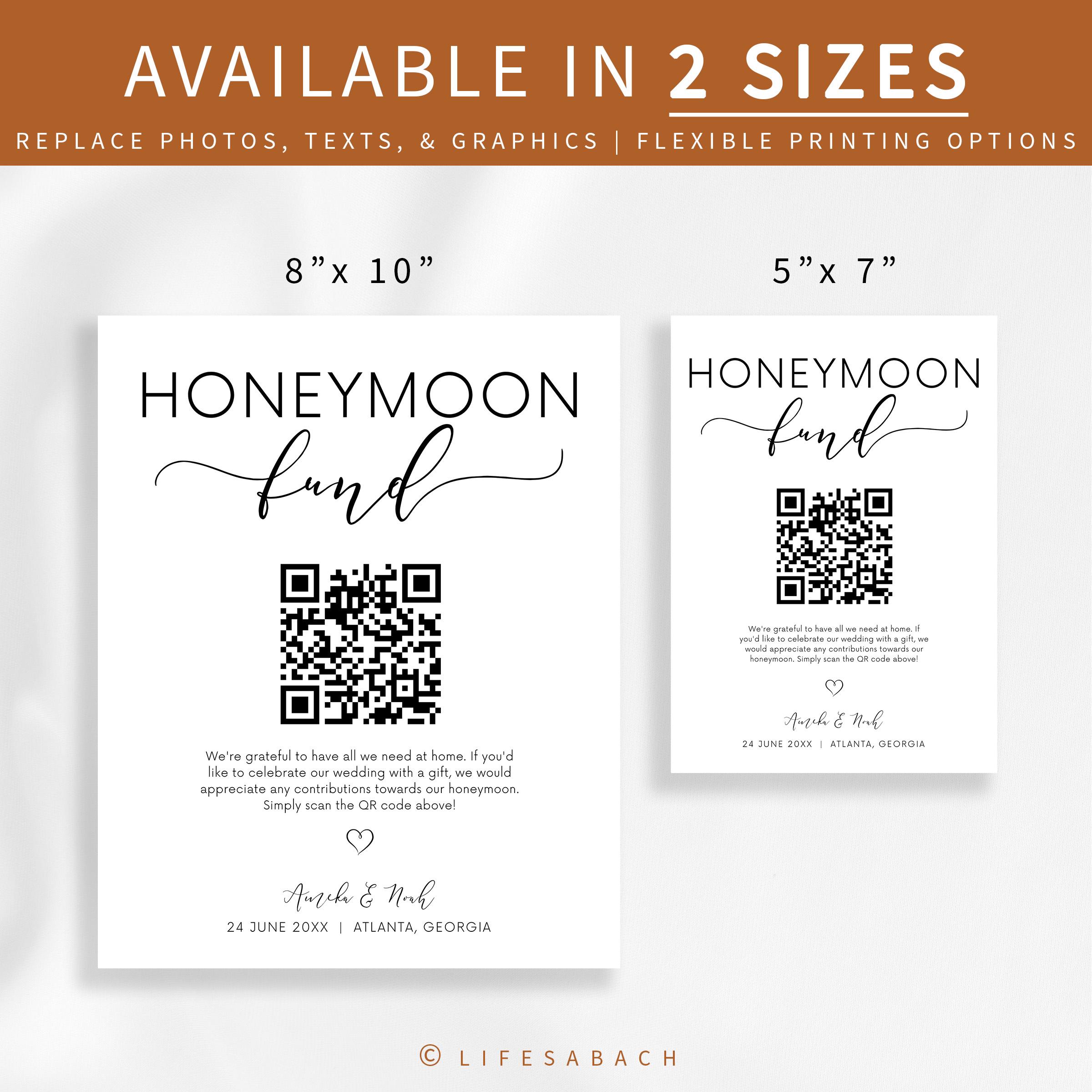 Honey Moon Fund, Editable Modern Minimalist Wedding QR Code for ...