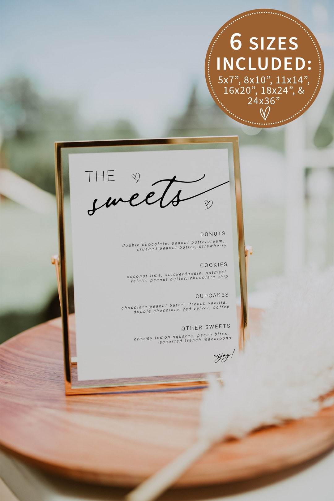 Minimalist Dessert Menu Sign Template the Sweets List Wedding Decor ...
