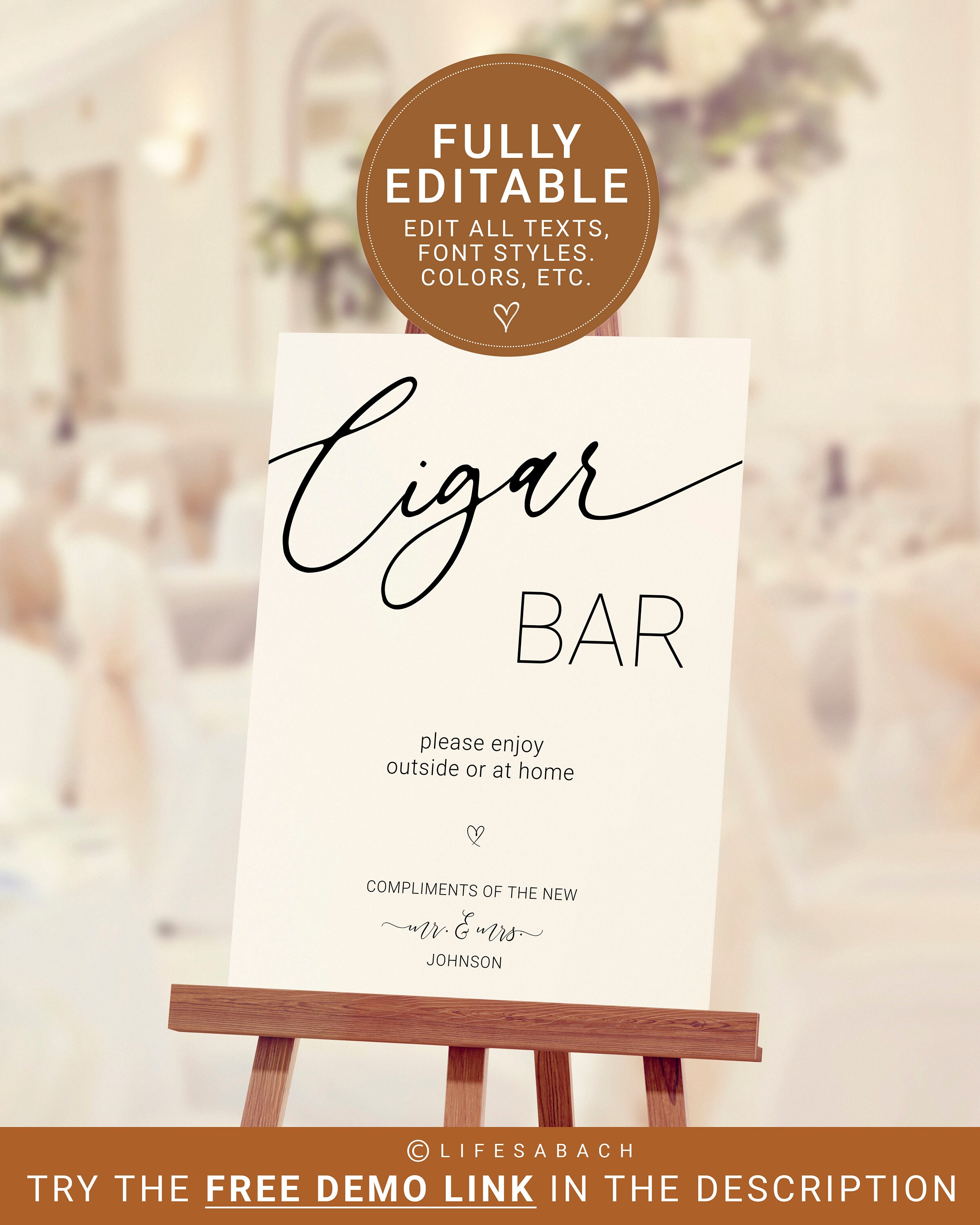 Modern Party Cigar Sign Template. Minimalist Stogie Bar Signs ...