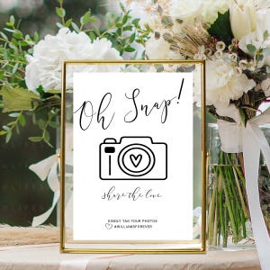 Oh Snap Sign Wedding Disposable Camera Sign Photo, Editable Photo Guest ...