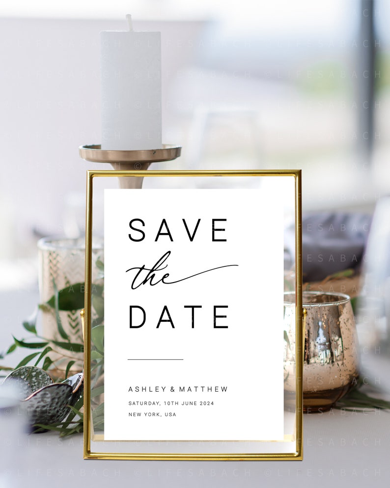 Wedding Save the Date Printable Sign Template, Wedding Announcement ...