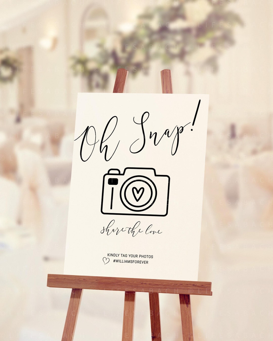 Oh Snap Sign, Modern Wedding Photobooth Camera Sign Printable Template ...