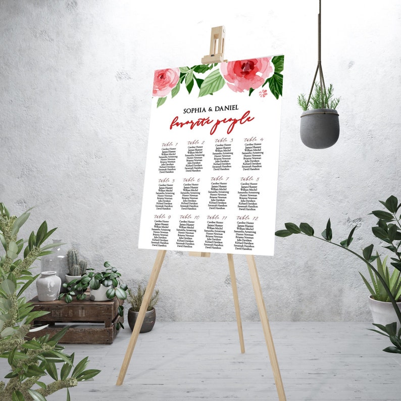 Seating Chart Sign Printable Wedding Seating Chart Template - Etsy