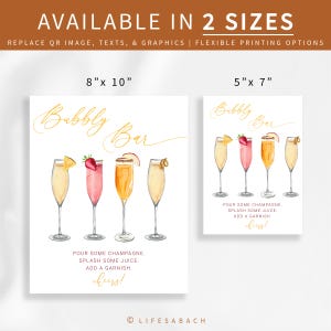 Bubbly Welcome Sign, Modern Wedding Drinks Bar Signage Printable ...
