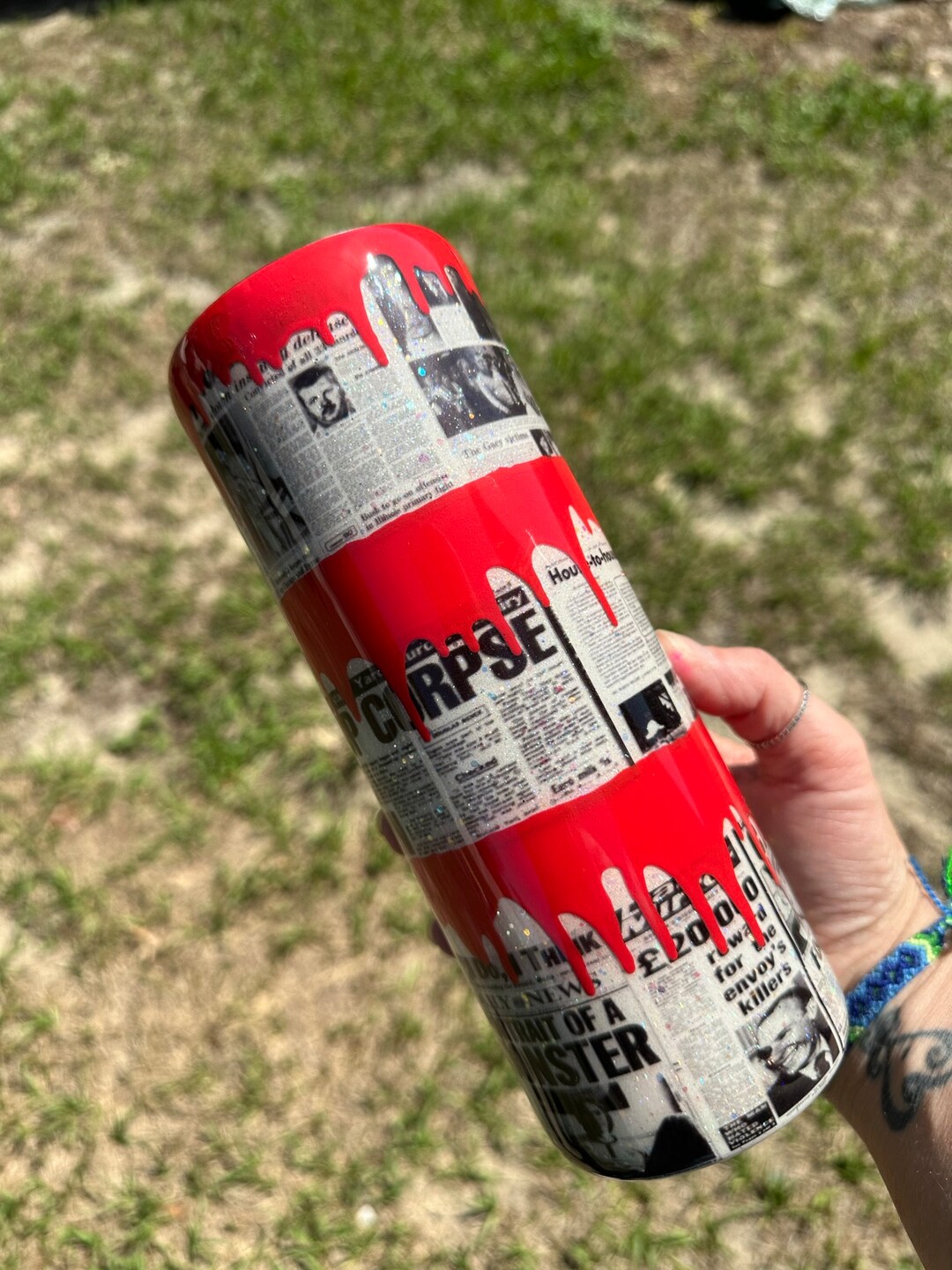 True Crime Newspaper Drip Tumbler - Etsy