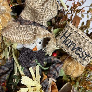 Handmade Harvest Scarecrow Wreath: Fall Pumpkin & Berry Decor - Etsy