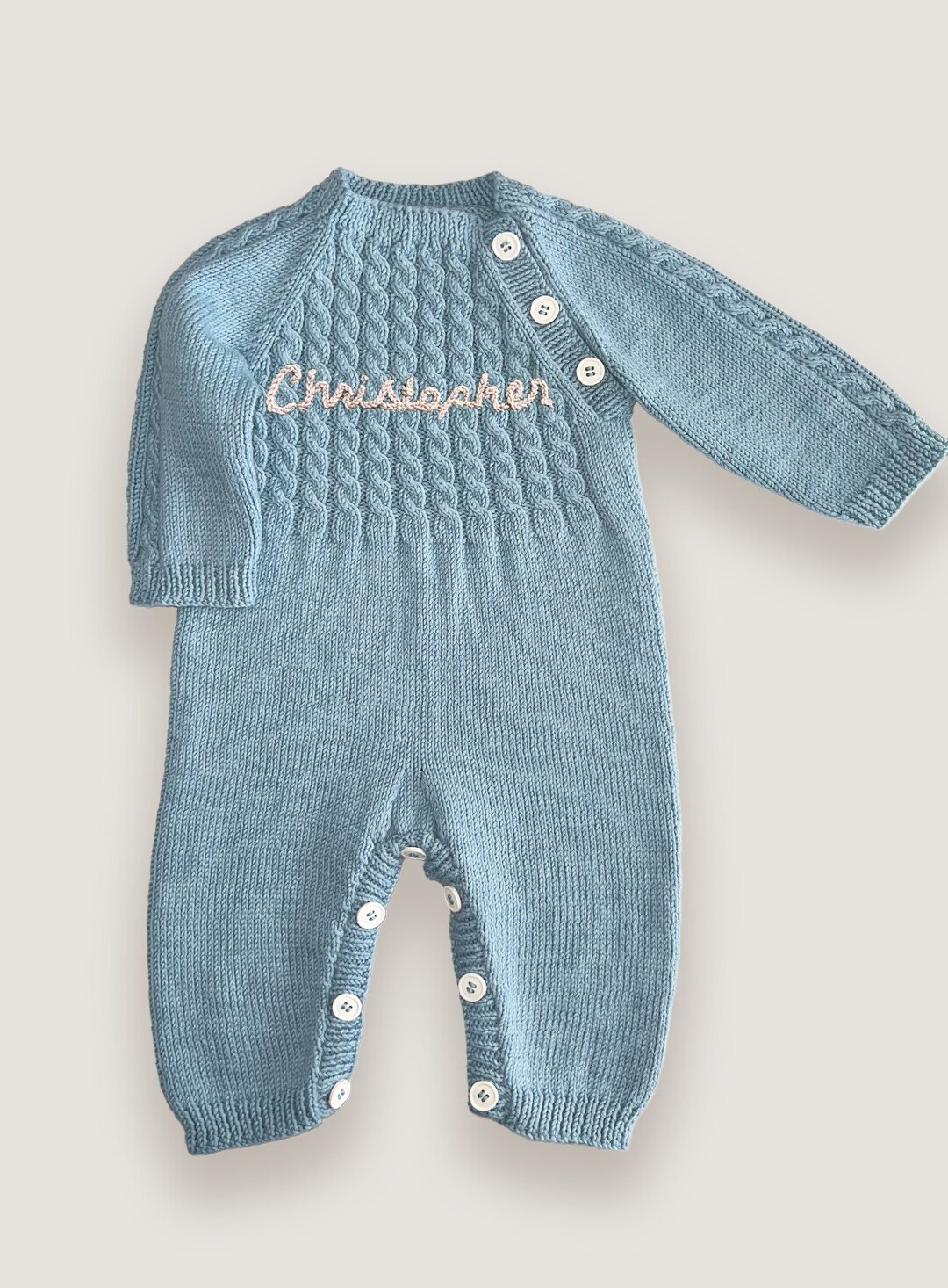 Organic Baby Onesie, Personalized Hand Embroidered Hand Knit Newborn ...