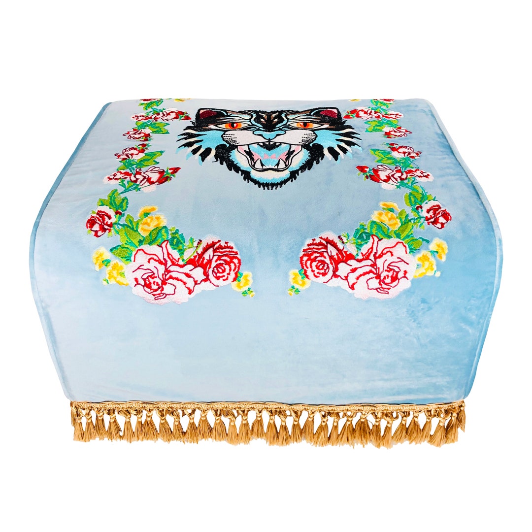 A Luxury Stylish Ottoman With a Tiger Embroidery Design Rectangular ...
