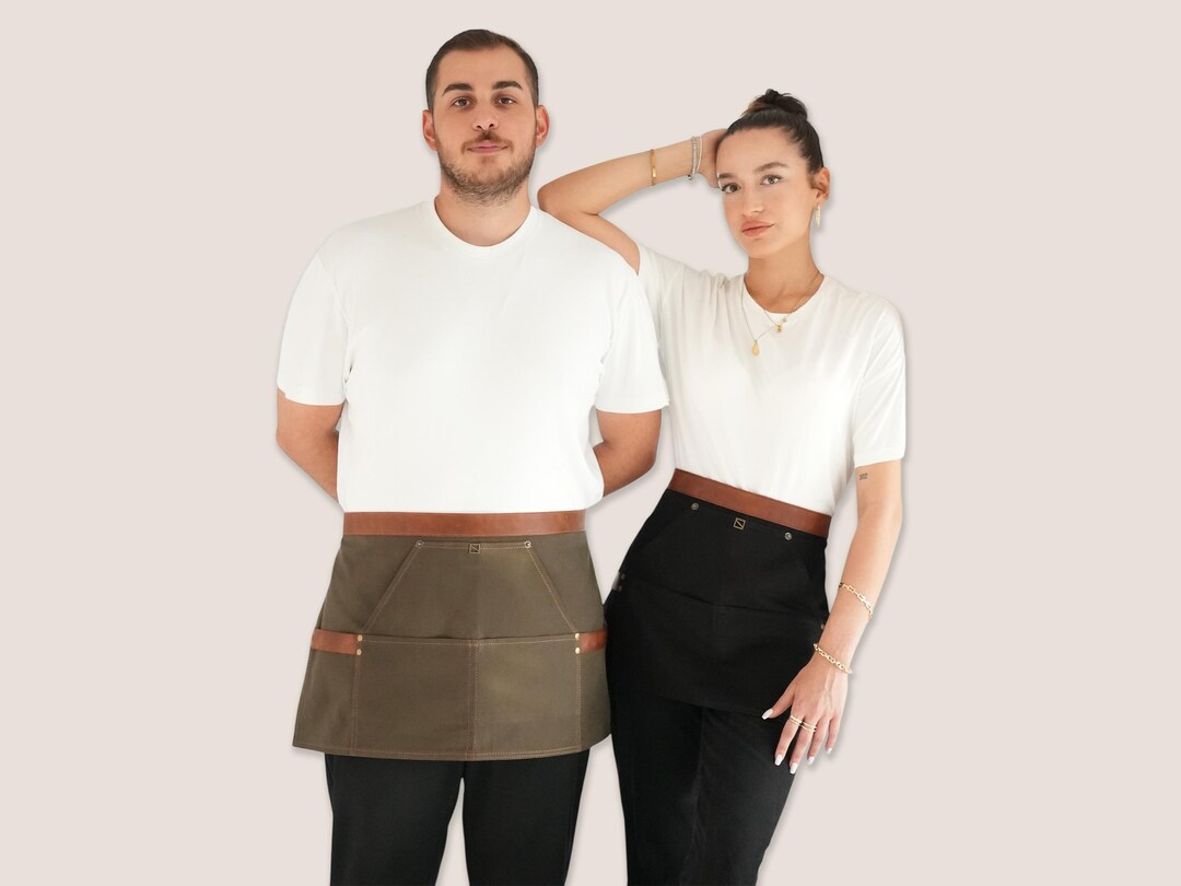 Artisan Half Apron – Sturdy Cotton Canvas, Leather Belt and Towel Loops ...