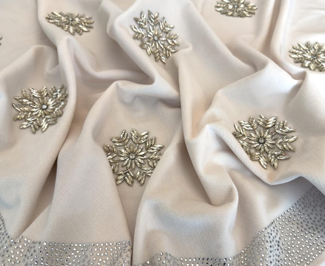 White & Red Velvet Christmas Tree Skirt 55" | Crystal Rhinestone ...