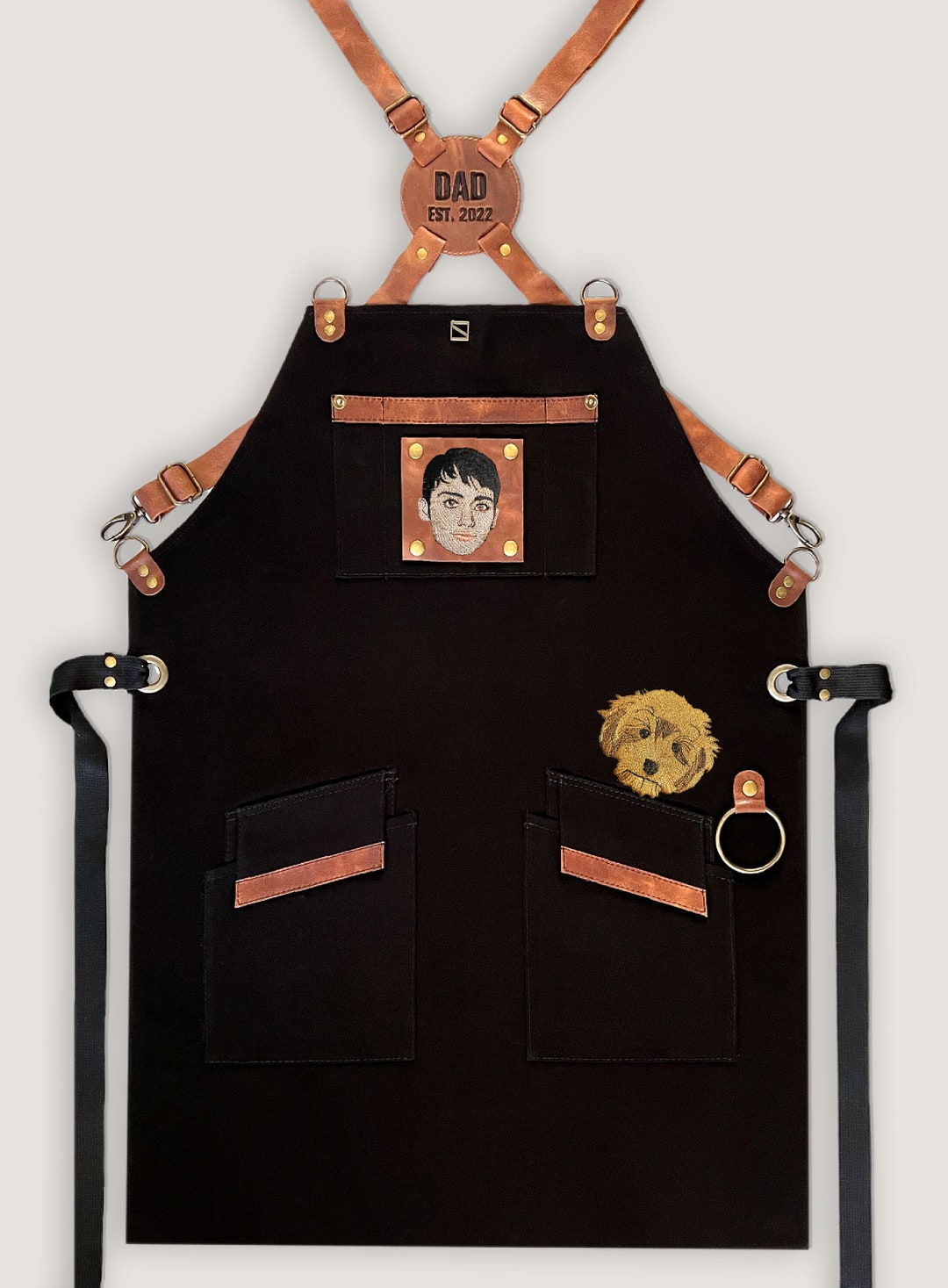 Waxed Personalized Apron | Cross-back Leather Apron | Unisex Wax Apron ...