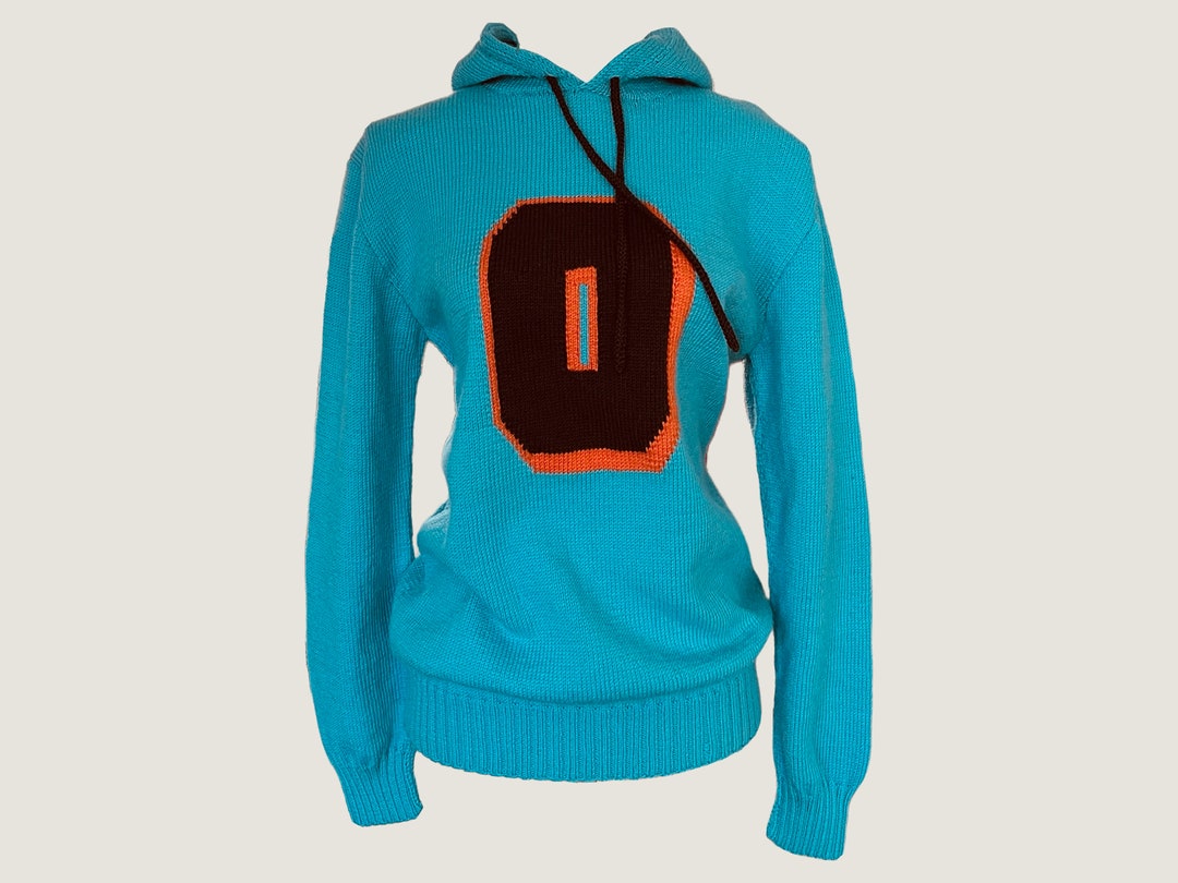 Hoodie Knit Wool Sweater, Personalized Letter Sweaters, Unisex Hand ...