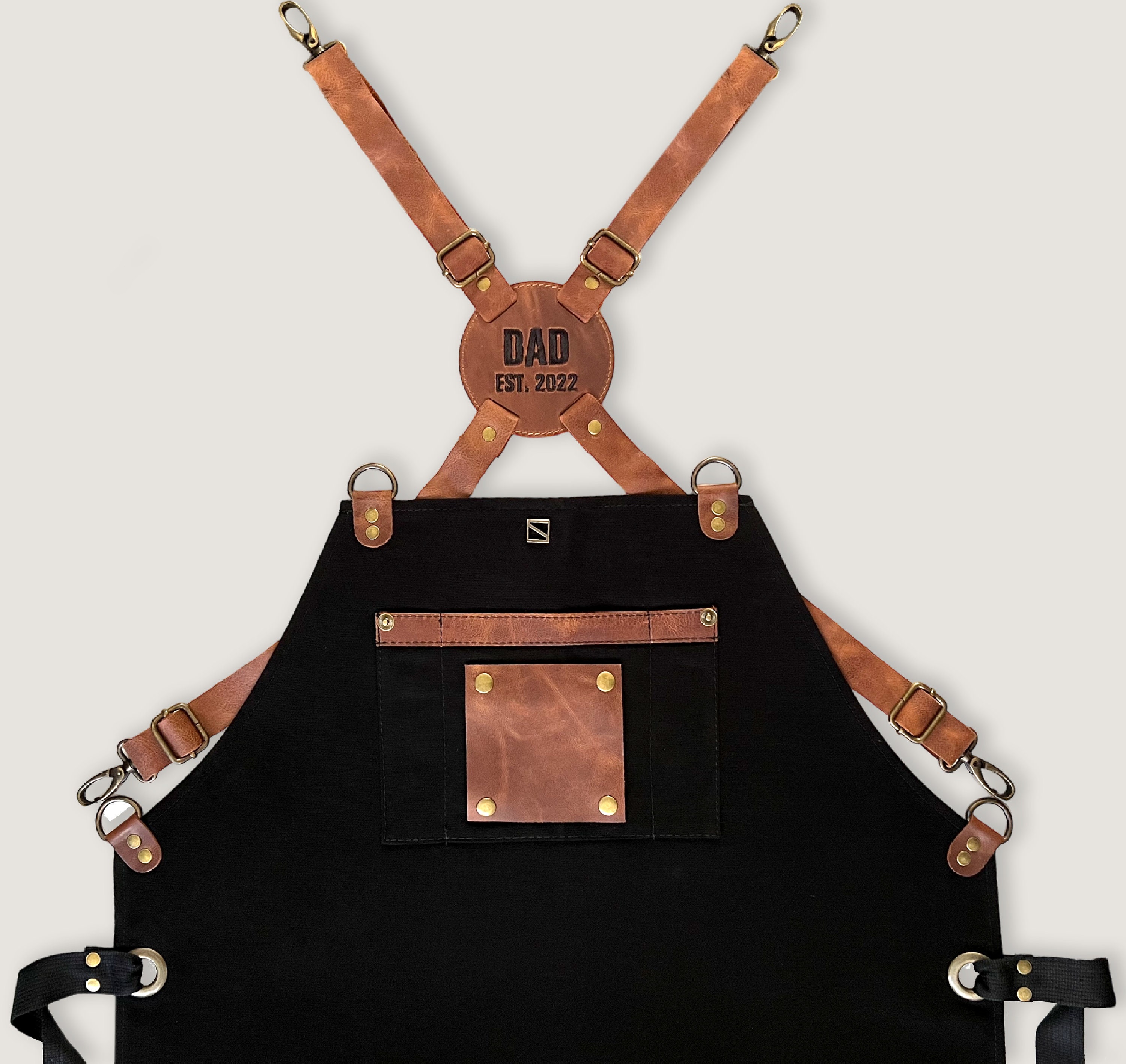 Waxed Personalized Apron | Cross-back Leather Apron | Unisex Wax Apron ...