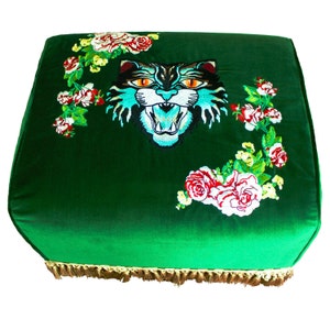 A Luxury Stylish Ottoman With a Tiger Embroidery Design Rectangular ...