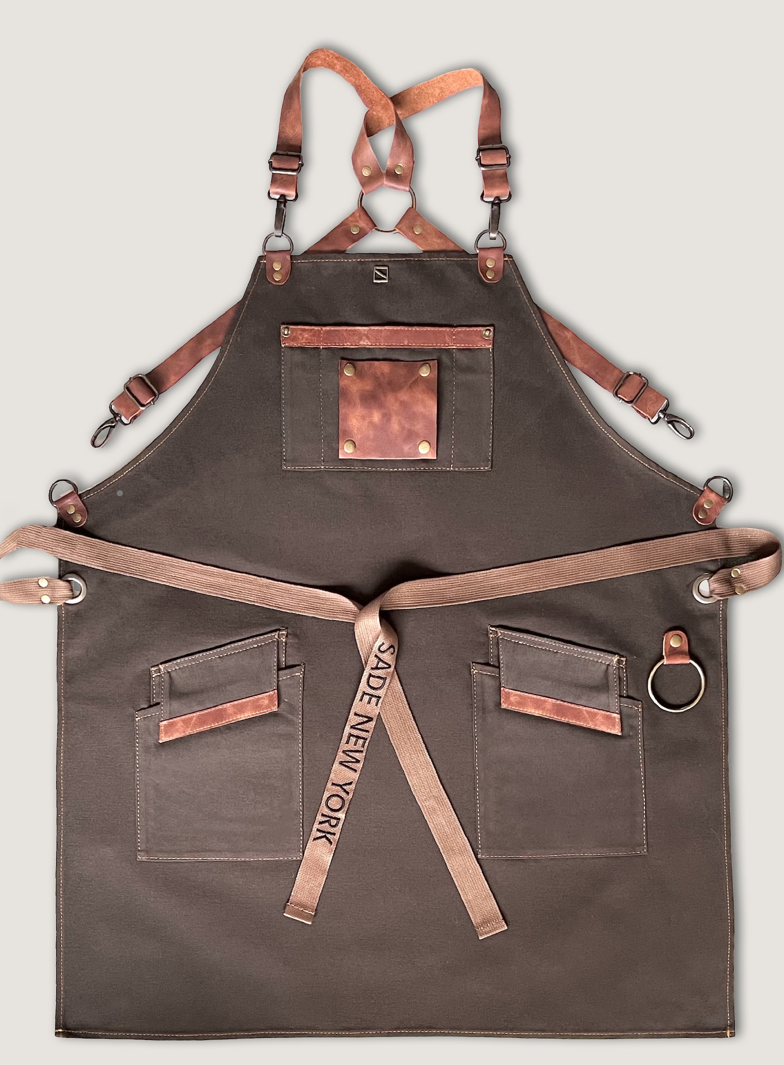 Waxed Personalized Apron | Cross-back Leather Apron | Unisex Wax Apron ...