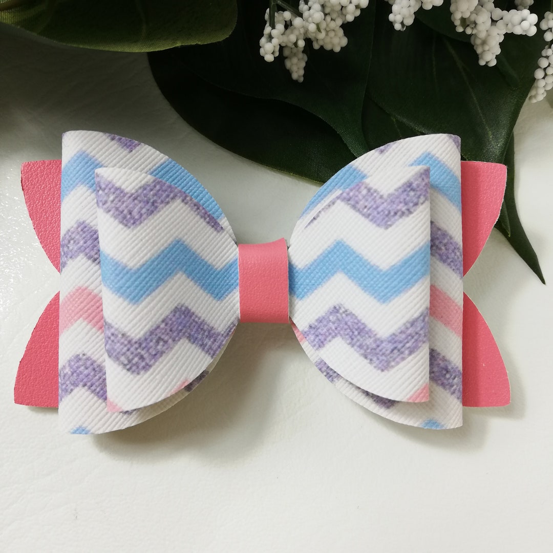Chevron Hair Bow, Pink Purple Blue, Girls Hair Clip - Etsy
