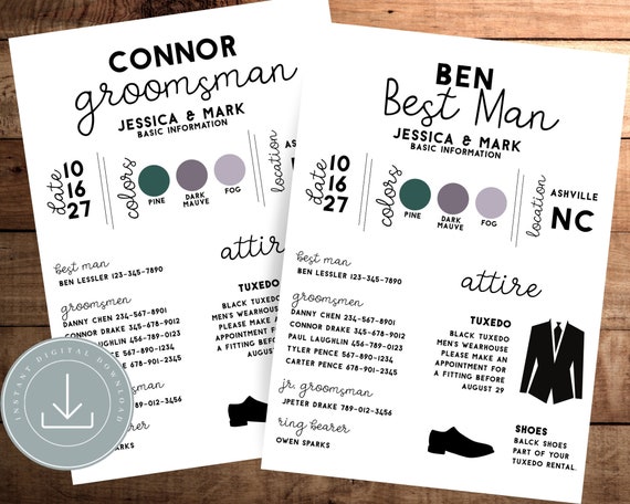 Invitations & Announcements Information Card Wedding Printable ...