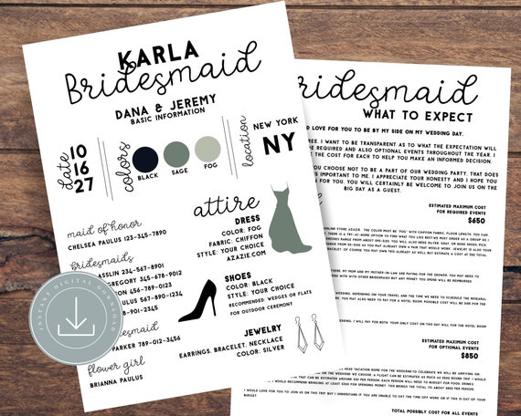 Invitations & Announcements Information Card Wedding Printable ...
