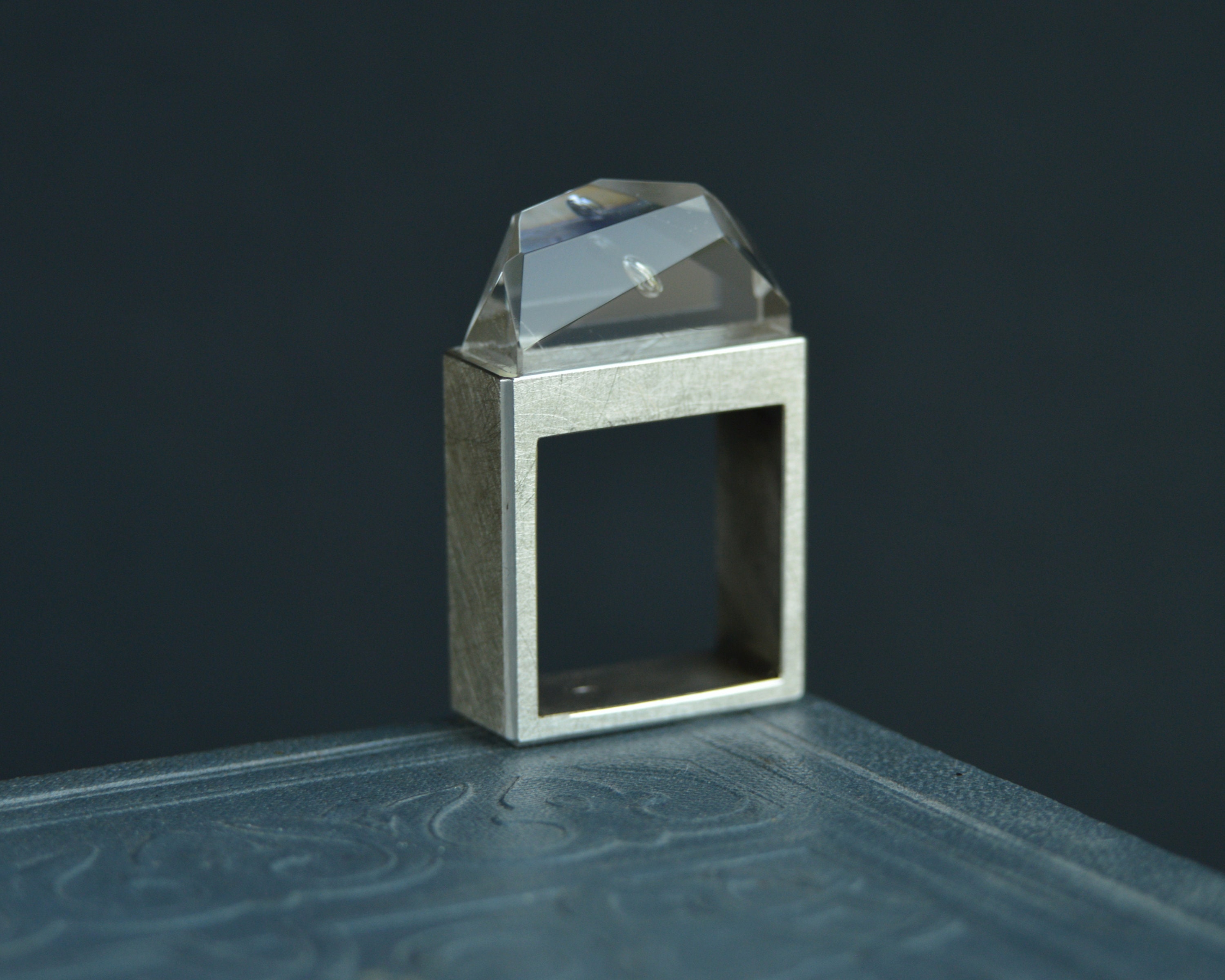 Cool Mens Ring Geometric Shaped Glass With Square Silver | Etsy