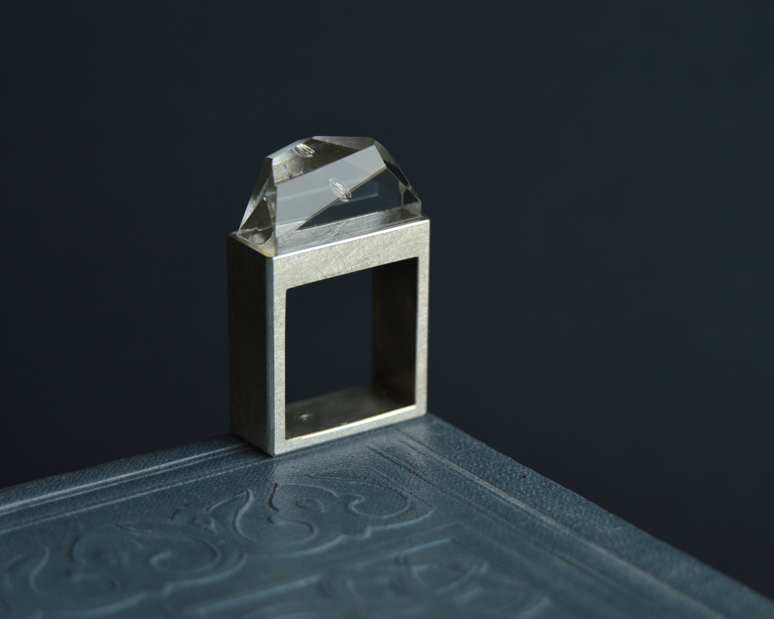 Cool Mens Ring Geometric Shaped Glass With Square Silver | Etsy