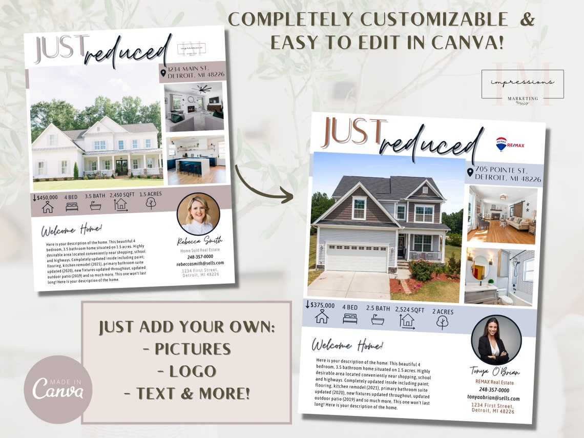 Real Estate Listing Flyer | Listing Just Reduced Flyer | Real Estate ...
