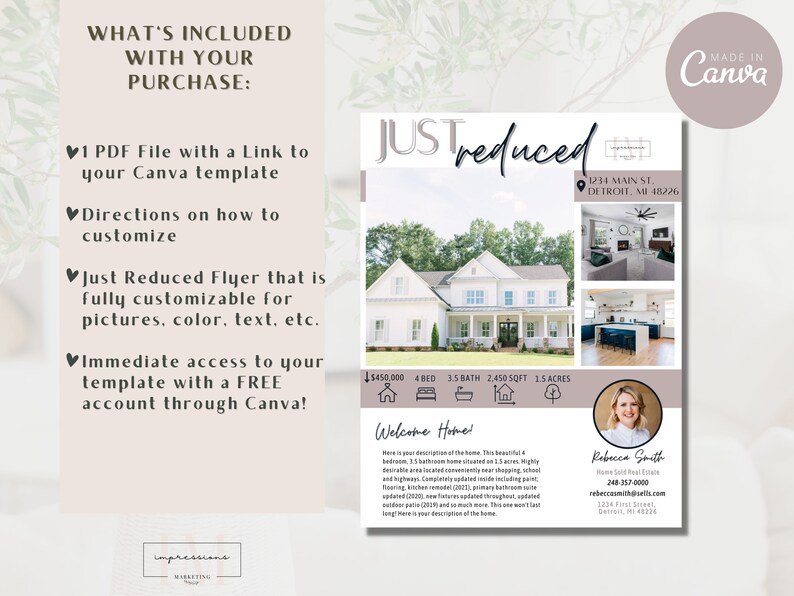 Real Estate Listing Flyer | Listing Just Reduced Flyer | Real Estate ...