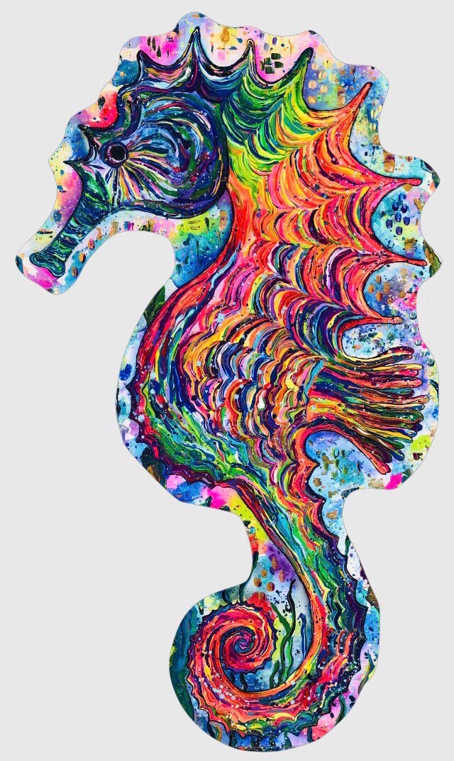 Colorful Seahorse Sticker Decal Weatherproof and Fade-proof Vinyl With ...