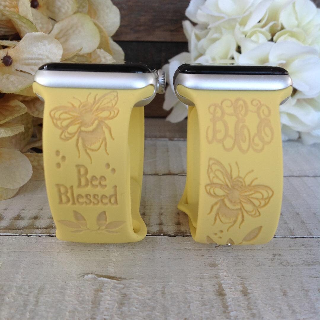 Engraved Bee Watch Band 38mm Monogram Watch Band 40mm Custom Bee Watch ...