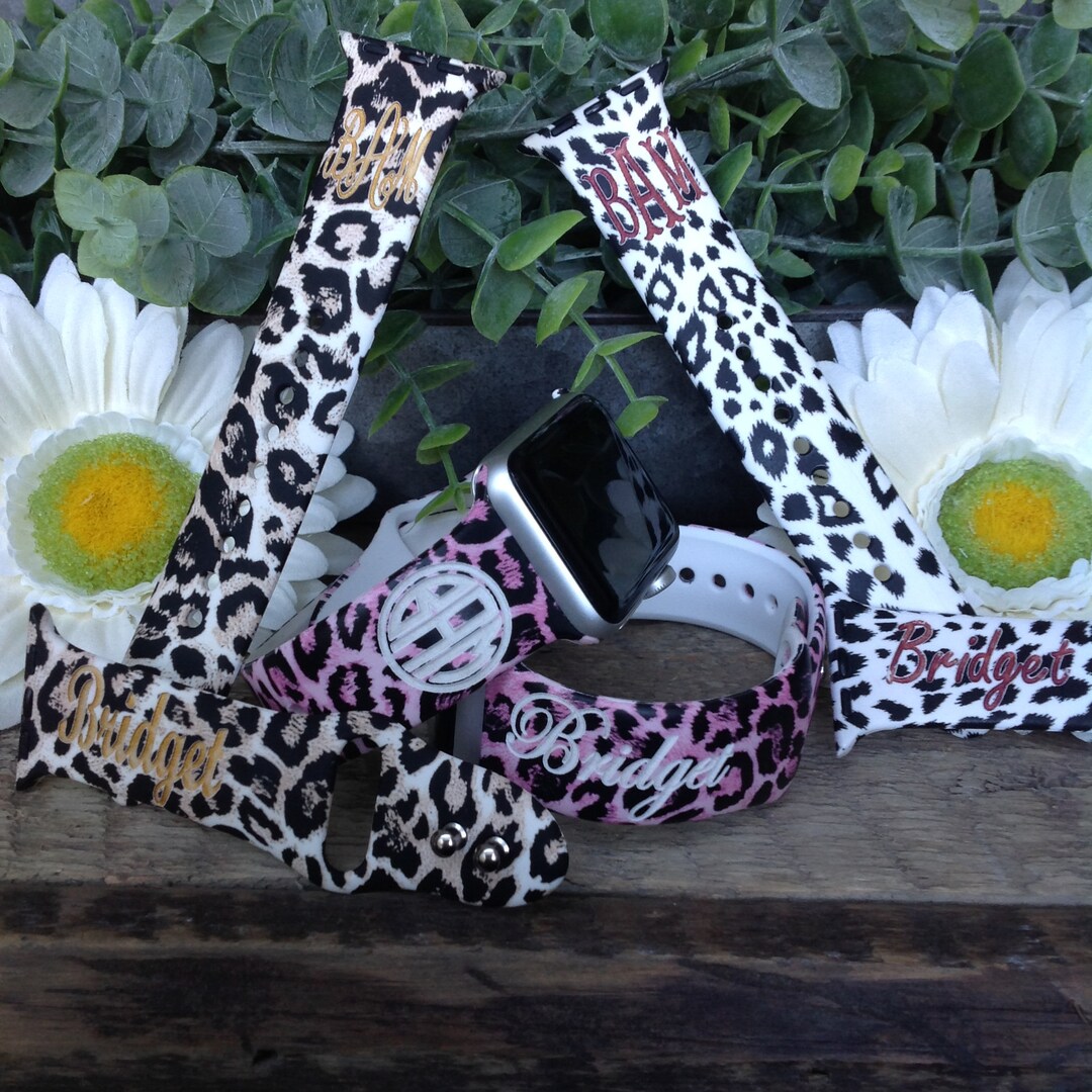 Engraved Leopard Watch Band 38mm Personalized Watch Band 40mm Monogram ...