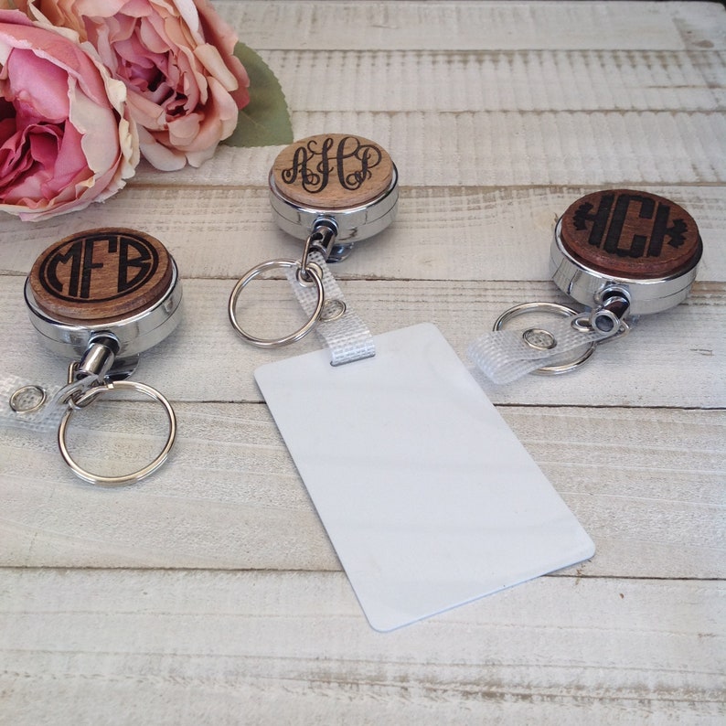 Monogram ID Badge Holder Personalized ID Badge Holder Reel | Etsy