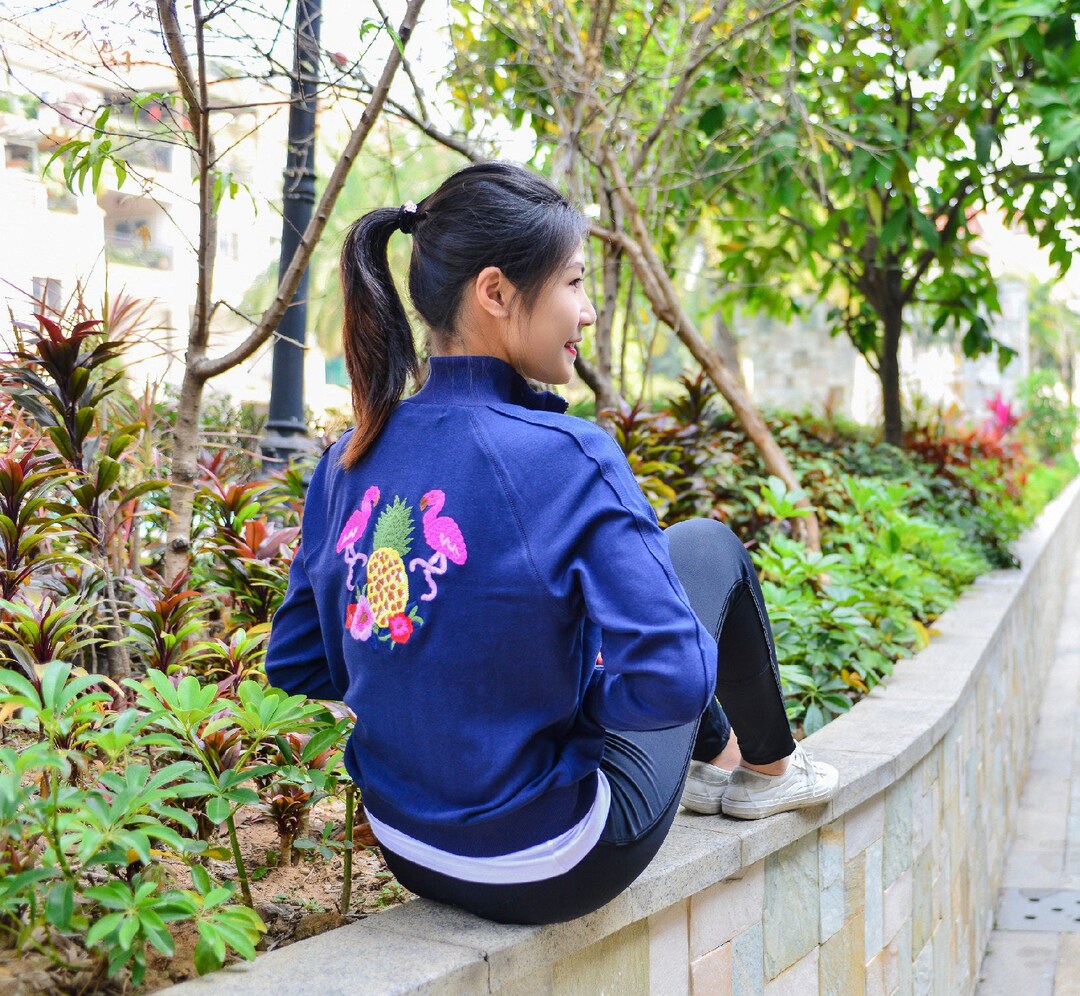 Womens Sweater Jacket Set Blue Zip Front Soft Fleece Embroidered - Etsy