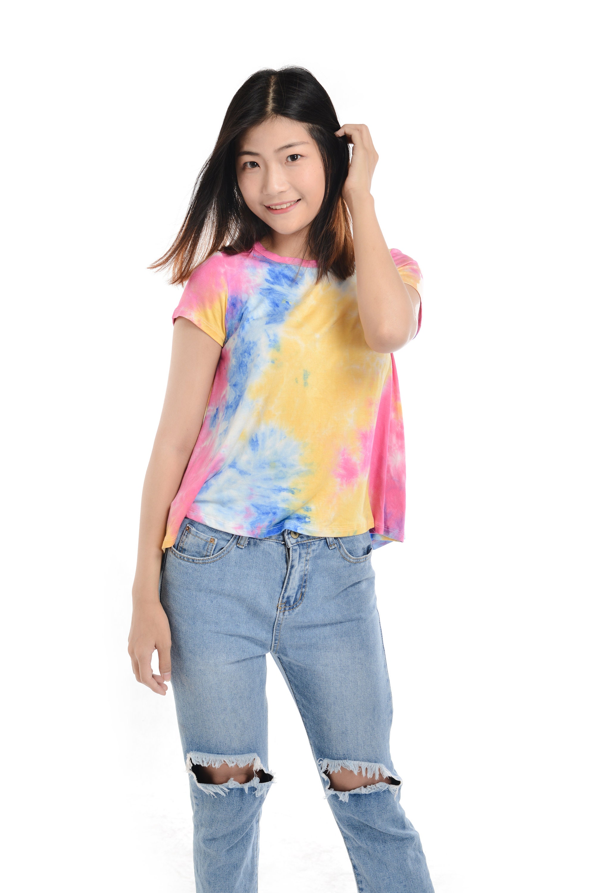 Tie Dye T Shirt Short Sleeve Crew Neck Tee Summer Beach Top - Etsy
