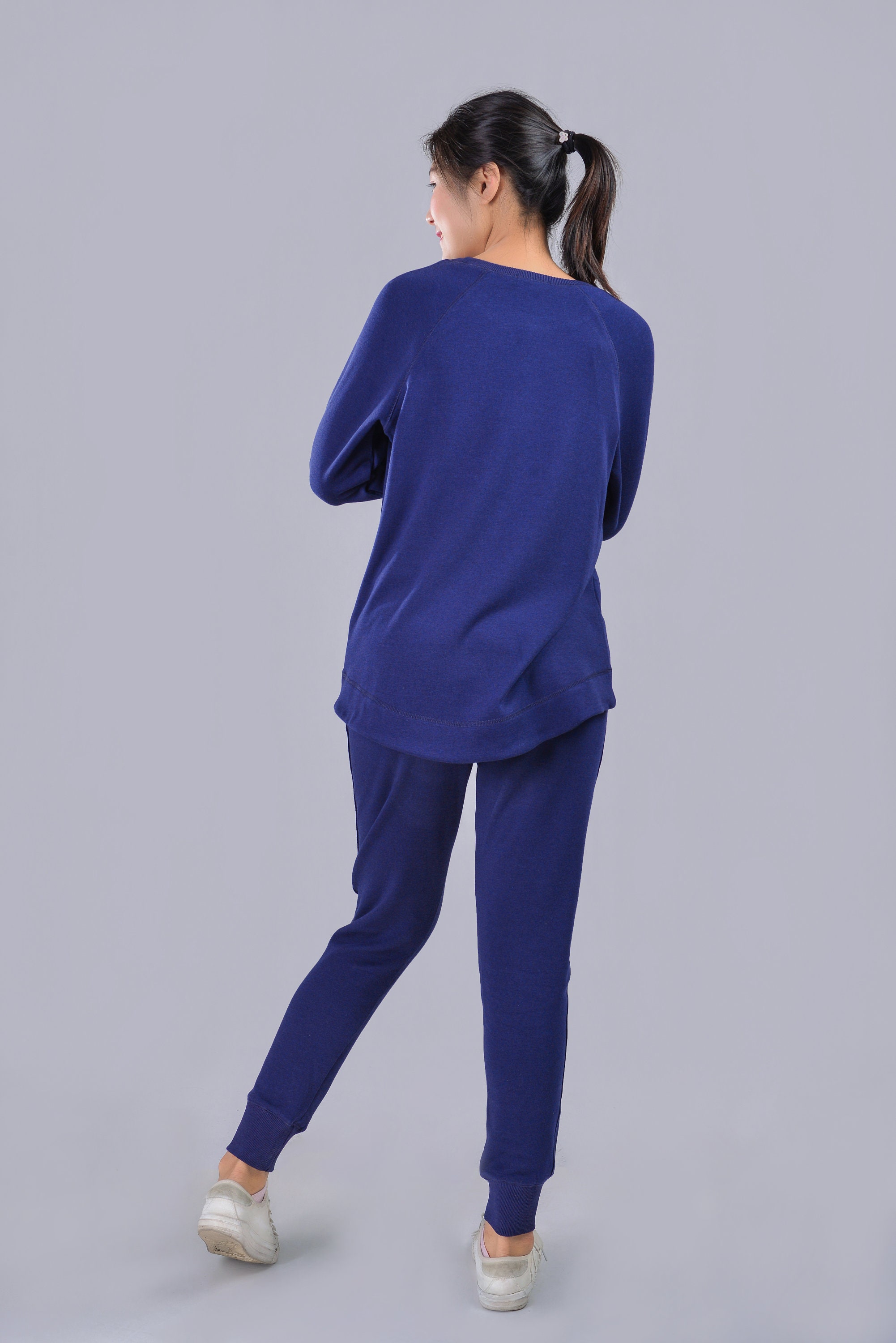 Womens Sweater Sets Blue Embroidered Soft Fleece Long Sleeve - Etsy Denmark