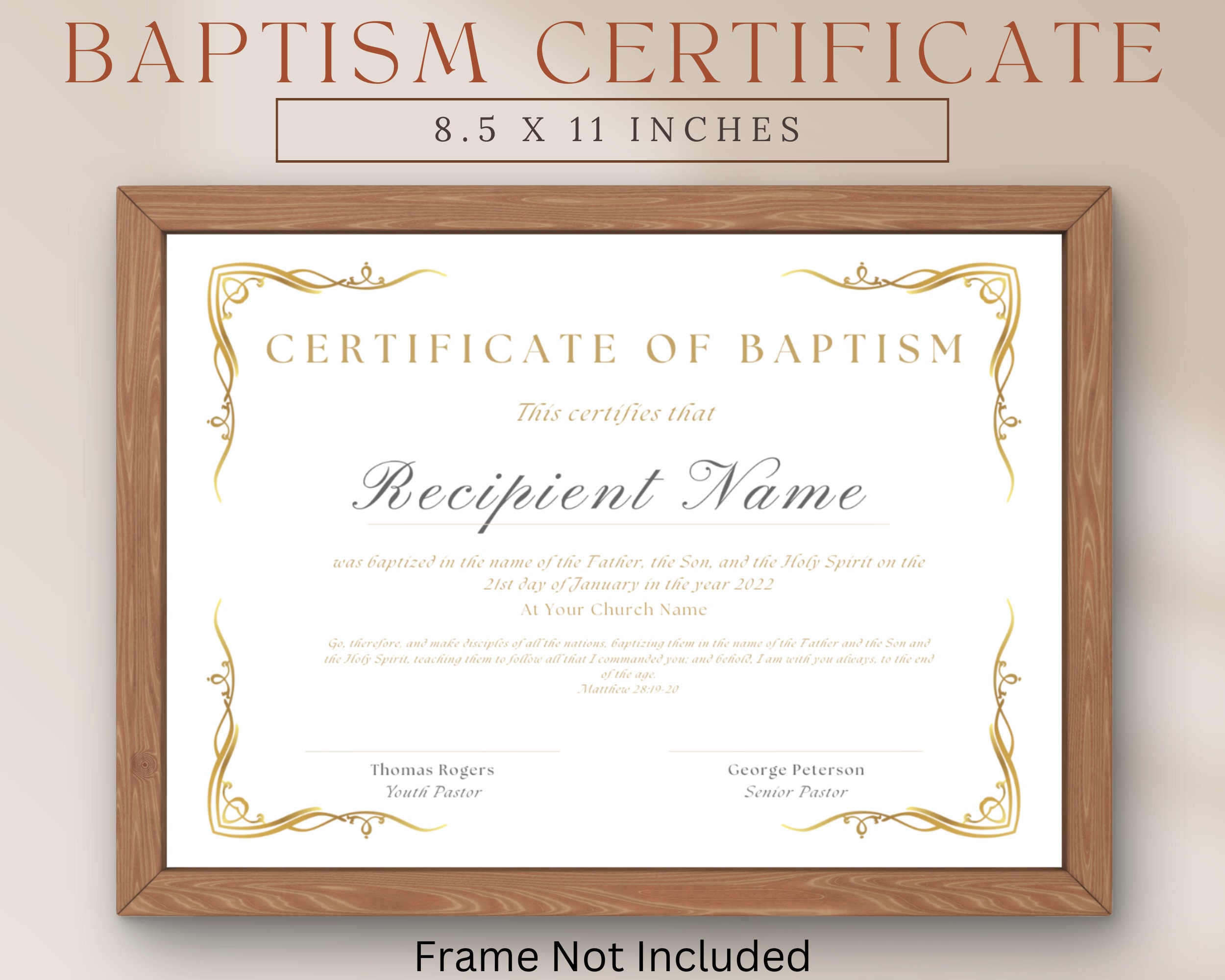 Plantilla de certificado de bautismo descargable, plantilla de ...