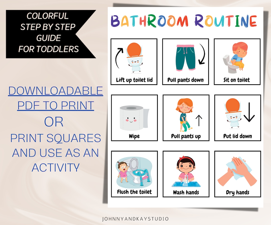 DIGITAL Bathroom Routine and Potty Training Chart, Toilet Training ...